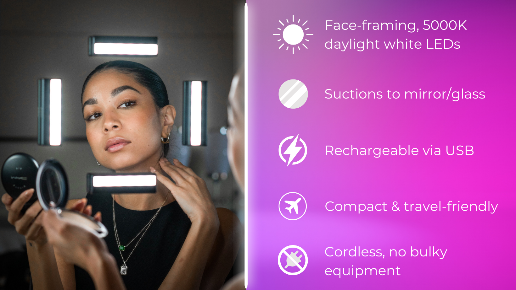 Leopara Portable Makeup Lights - Bright, Cordless, Mirror-Mountable!